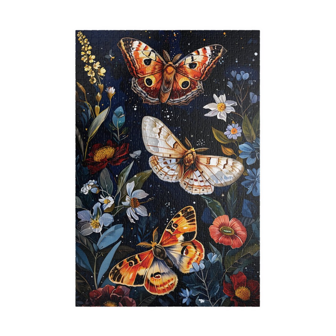Mystical Moths Puzzle Cottagecore Puzzle for Adults Nature Puzzle Gift ...