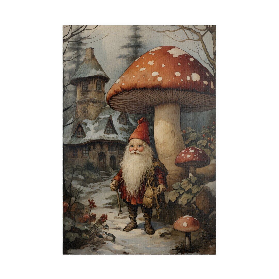 Yuletide Gnome Jigsaw Puzzle, Old Fashioned Winter Fantasy 1000 Piece ...