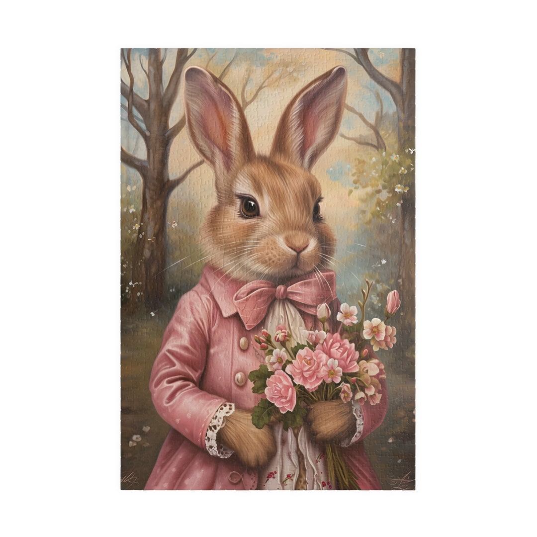 Pretty Pink Bunny Puzzle | Beautiful Rabbit Puzzle | Spring Puzzle ...