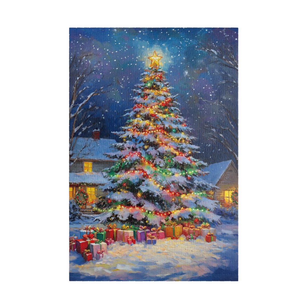 Colorful Christmas Tree Jigsaw Puzzle, Beautiful Winter Landscape ...