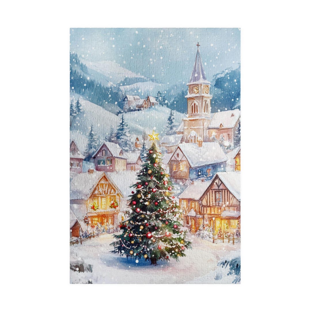Snowy Church Jigsaw Puzzle, Winter Landscape Puzzle for Adults ...