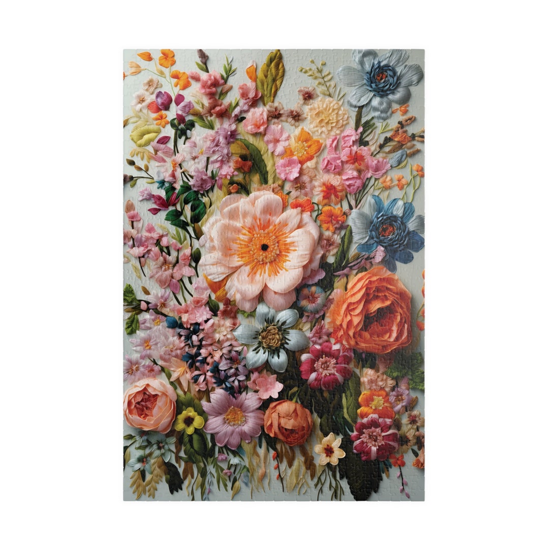 Spring Flowers Puzzle Embroidered Puzzle Beautiful Floral Puzzle Gift ...