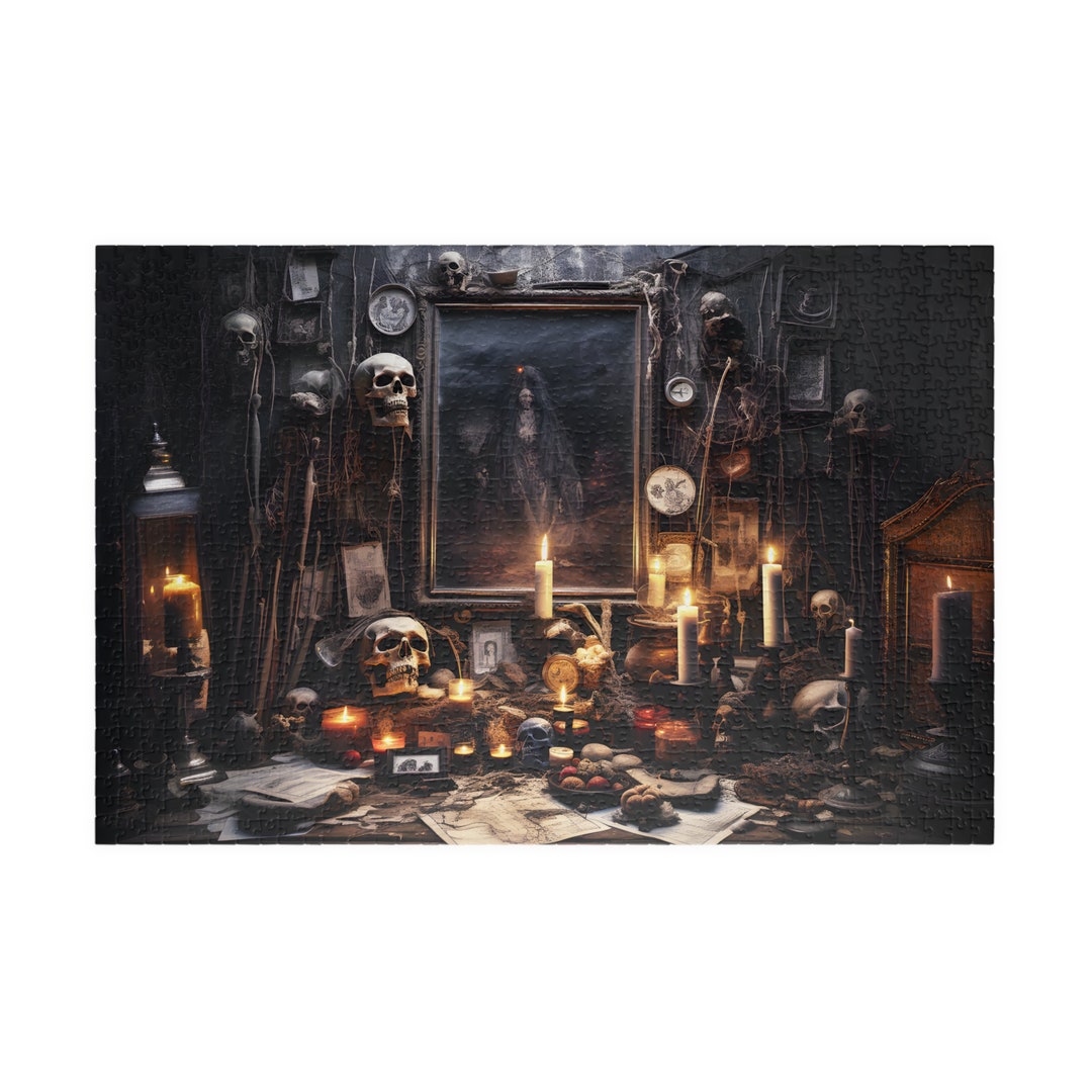 The Necromancer's Art, Creepy Gothic Halloween Puzzle With Skulls ...