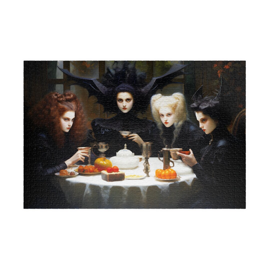 Vampires Tea Party Jigsaw Puzzle, 1000 Piece Puzzle for Adults, Spooky ...