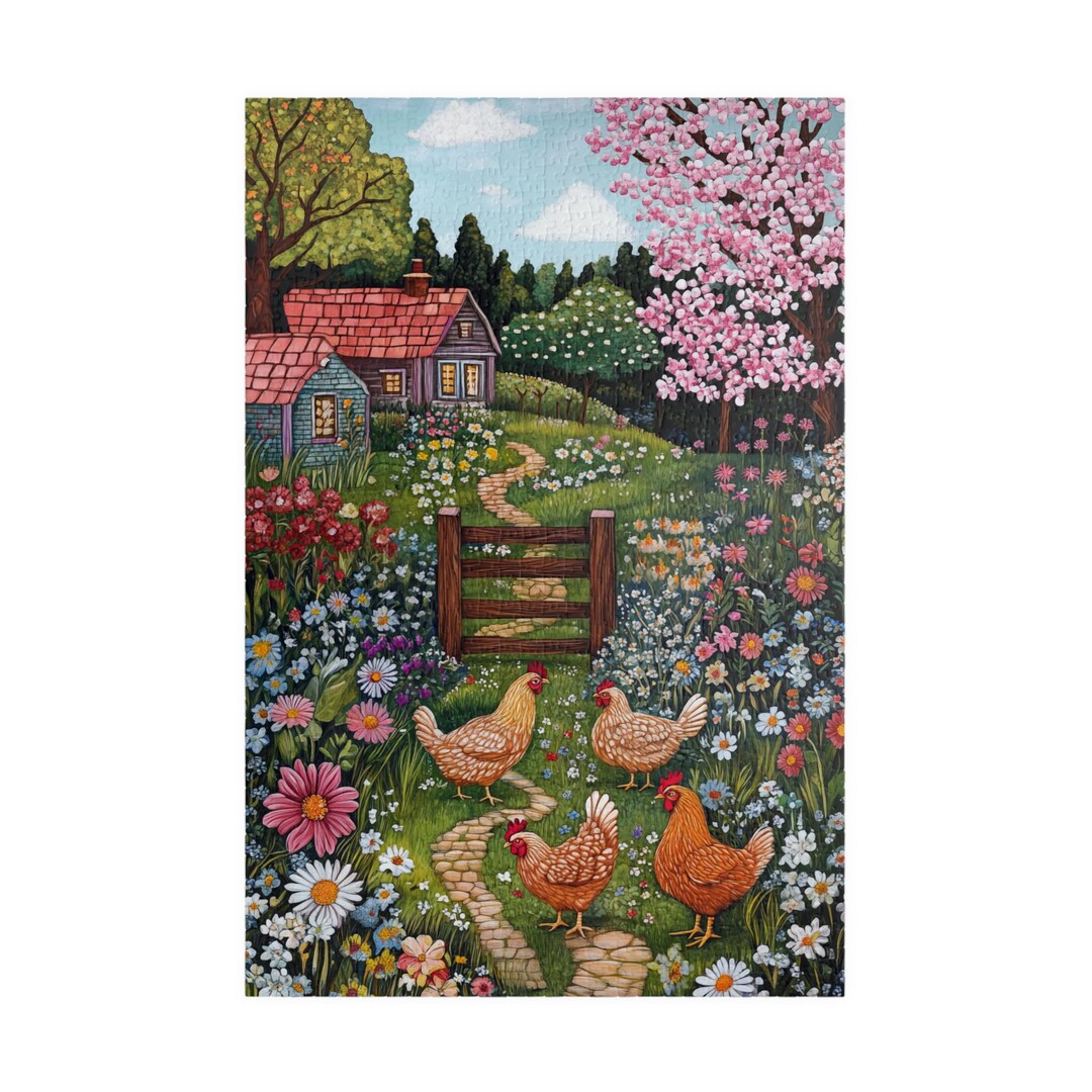 Spring Chickens Jigsaw Puzzle, Farm Painting Puzzle for Adults ...