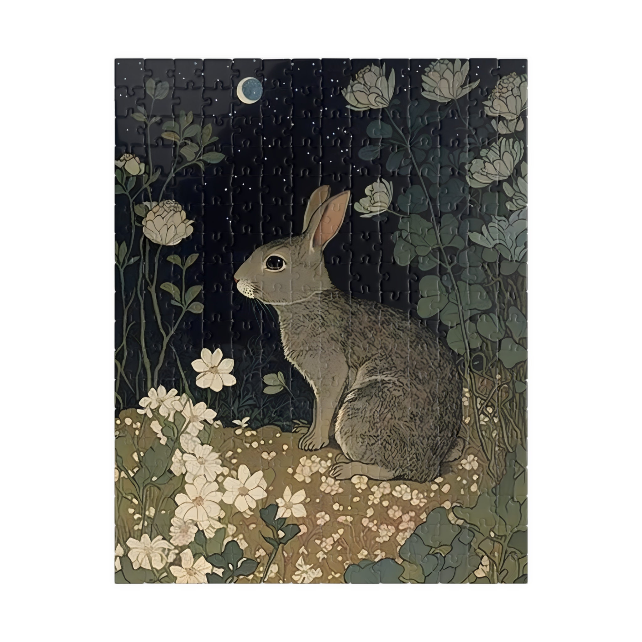 William Morris Inspired Bunny Rabbit in Moonlight 500 Piece - Etsy