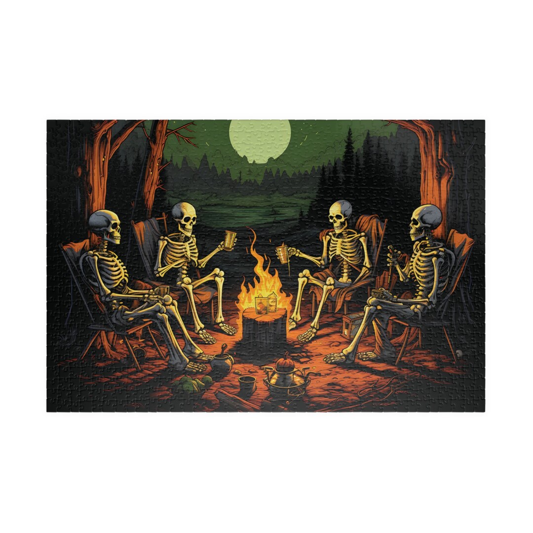 Die Hard Campers, Skeleton Jigsaw Puzzle, Funny 500 Piece Puzzle for ...