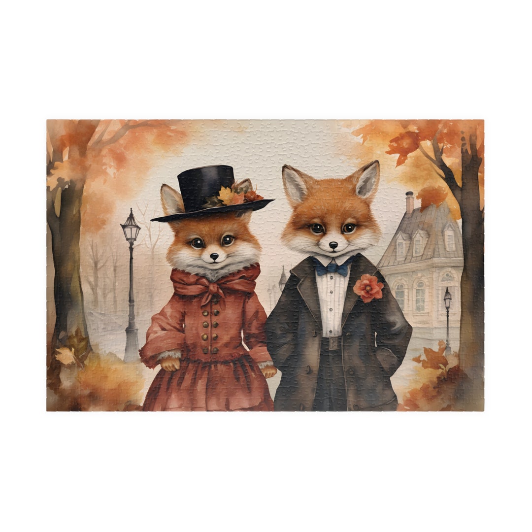 Mr. and Mrs. Fox Jigsaw Puzzle, 1000 Piece Puzzle, Fall Family Activity ...
