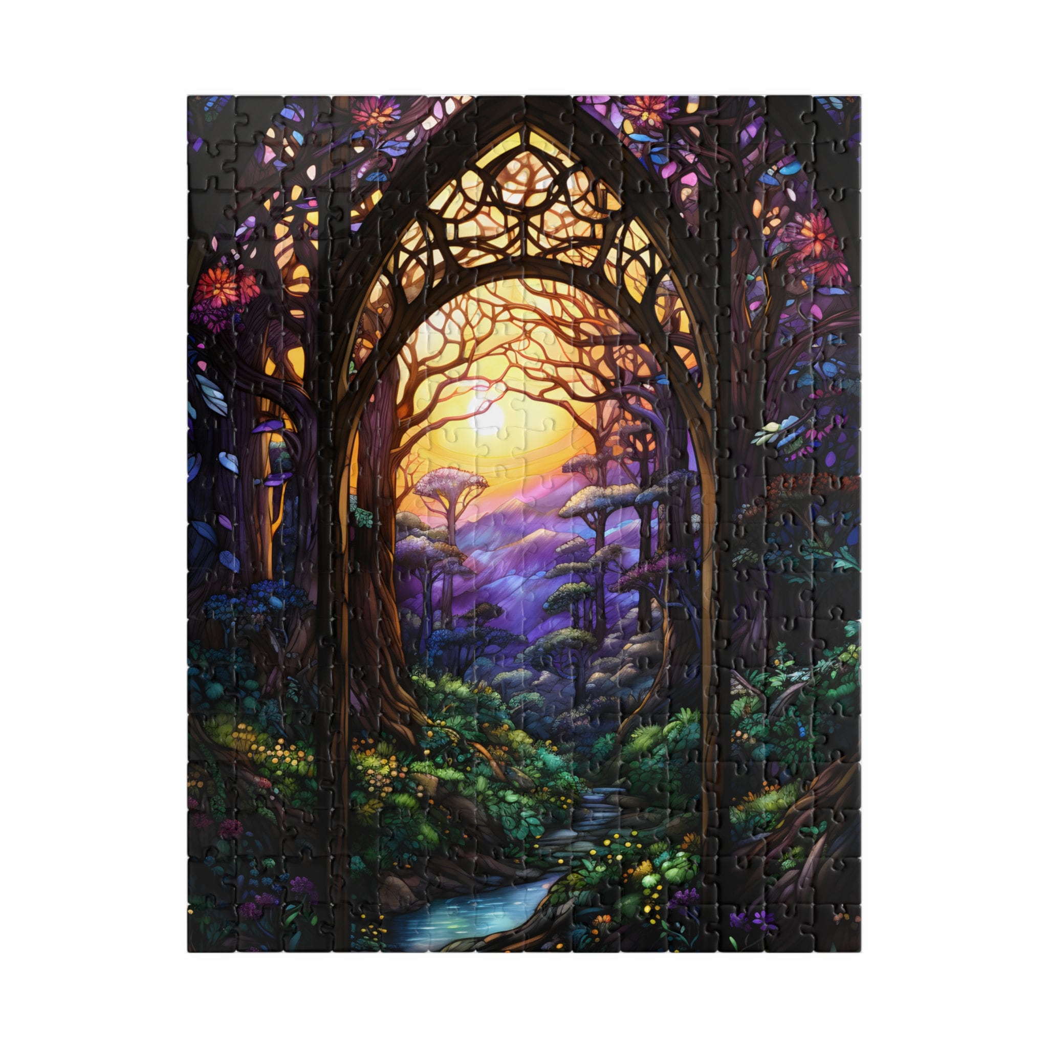 Enchanted Forest Stained Glass Jigsaw Puzzle, Mythical Fantasy Puzzle ...