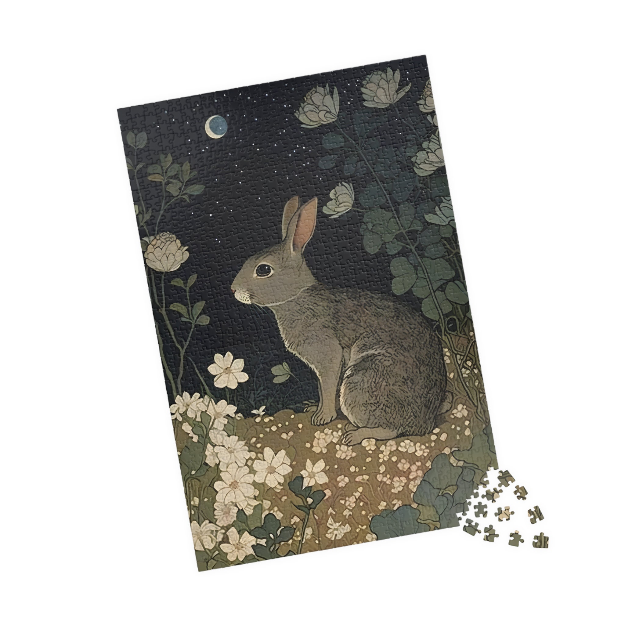 William Morris Inspired Bunny Rabbit in Moonlight 500 Piece - Etsy