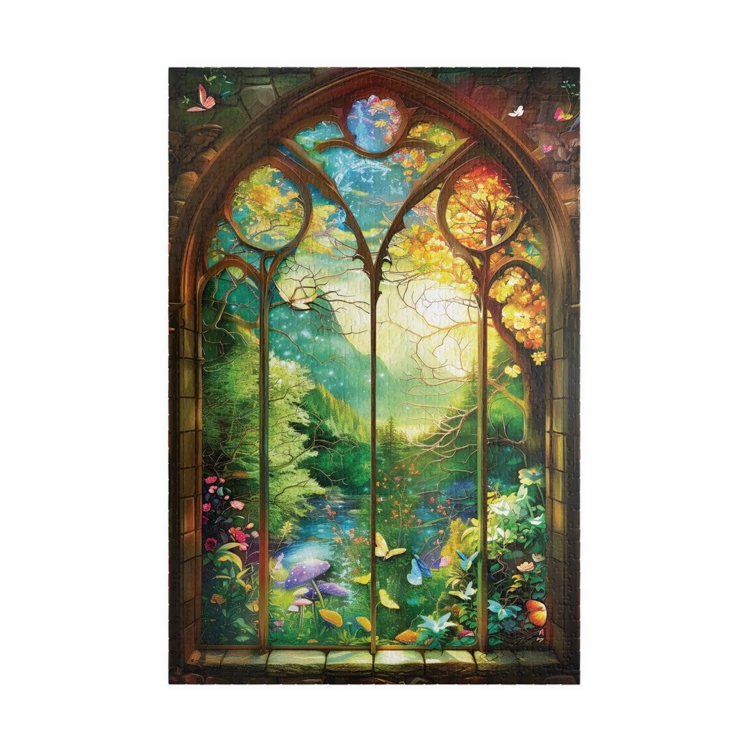 Magical Castle Puzzle Stained Glass Jigsaw Puzzle Fantasy Puzzle for ...