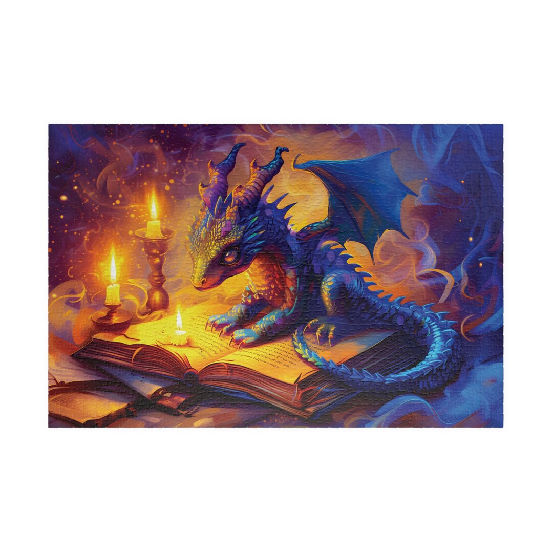 Baby Blue Dragon Puzzle Fantasy Jigsaw Puzzle for Kids Enchanted Puzzle ...