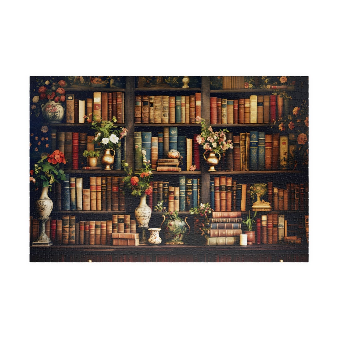 Flowering Library Jigsaw Puzzle, Shelves of Books and Flowers for ...