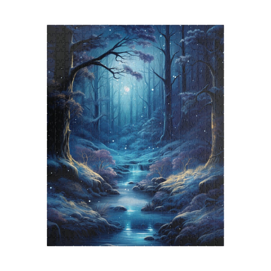 Twilight Winter Forest Jigsaw Puzzle, Fantasy Snowy Landscape, 1000 ...