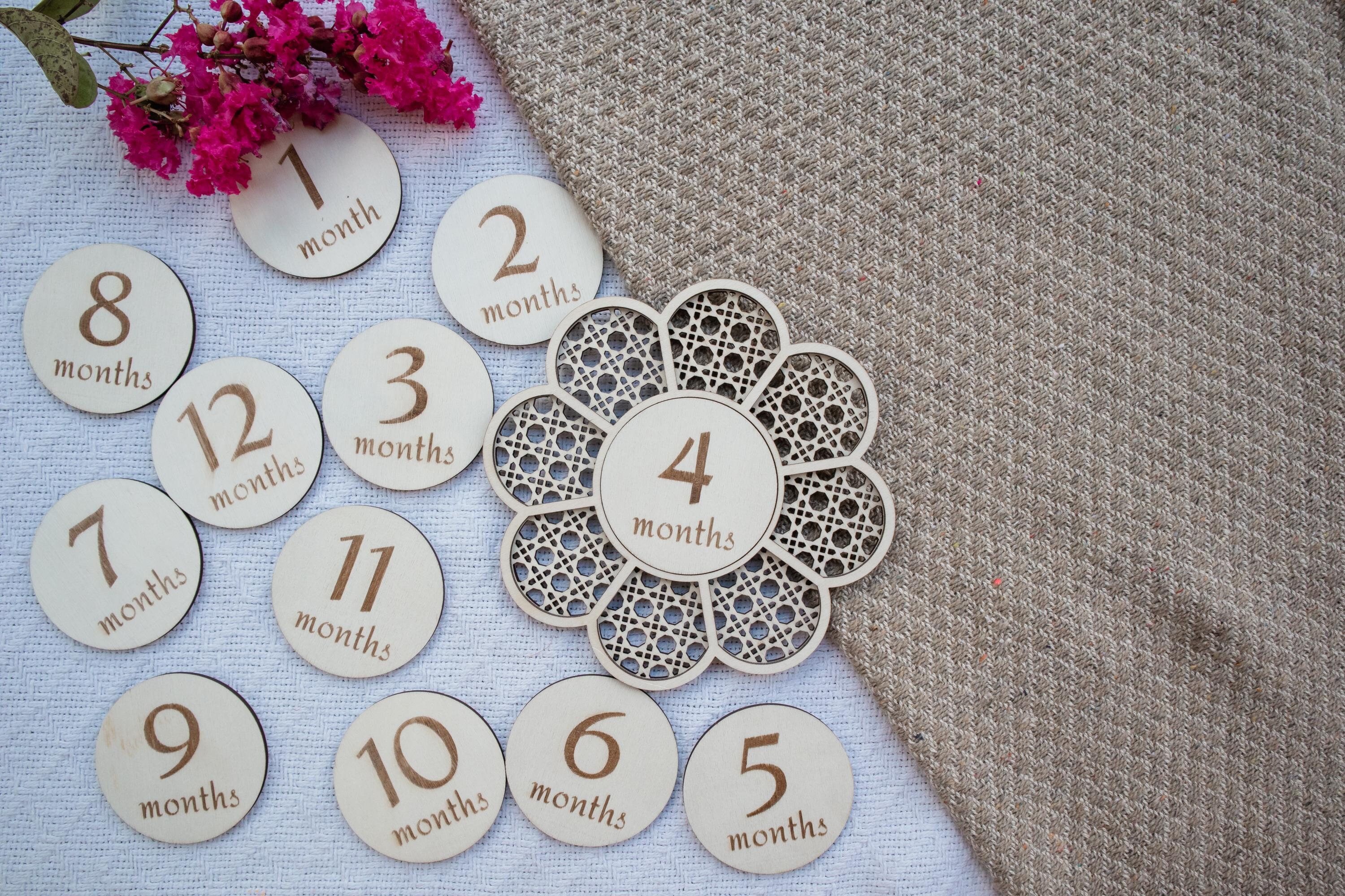 Rattan Flower Milestone Marker Boho Nursery Decor Newborn Baby Photo ...