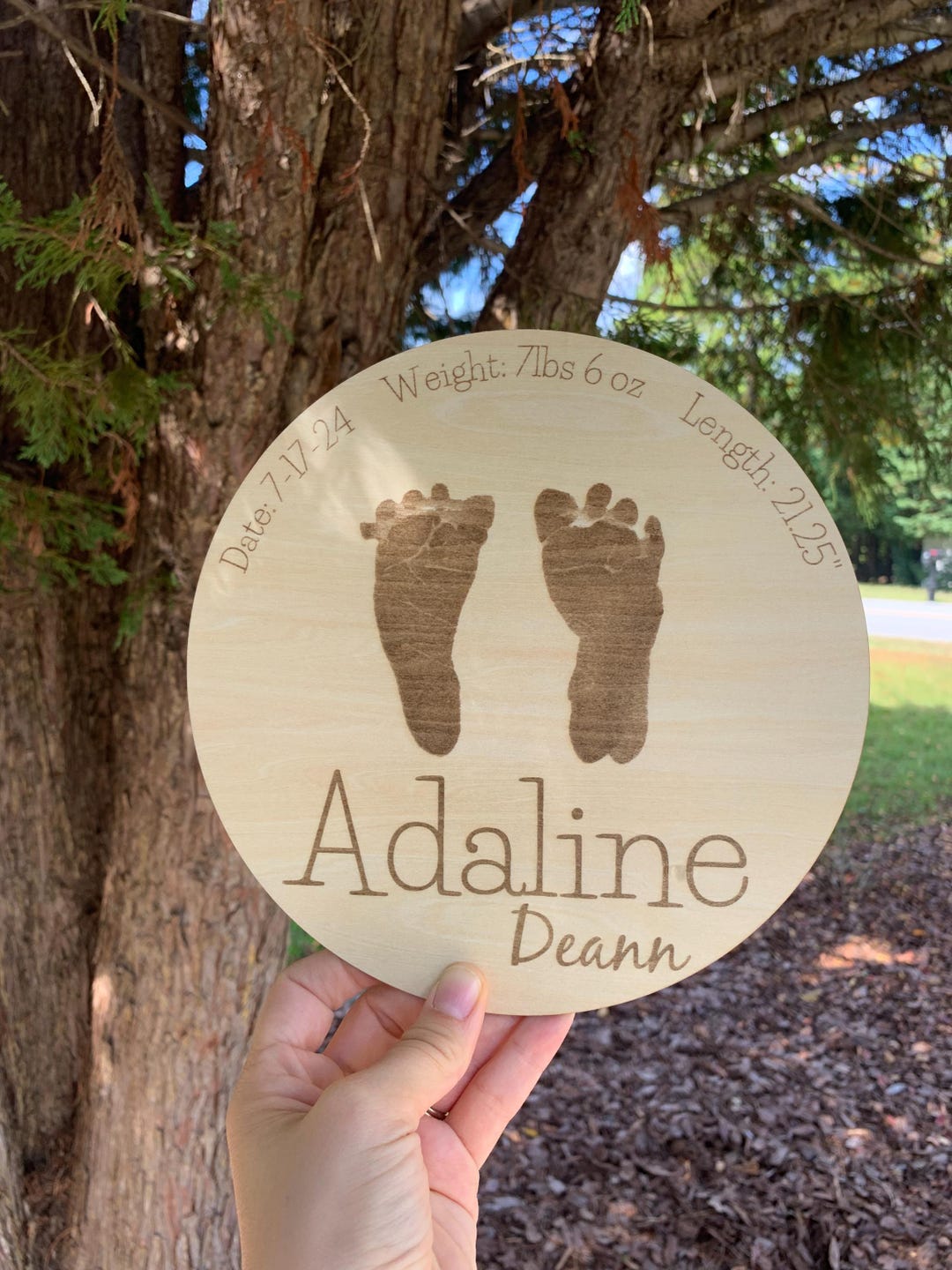Classic Baby Engraved Footprint Name Sign With Stats, No Mess Baby ...