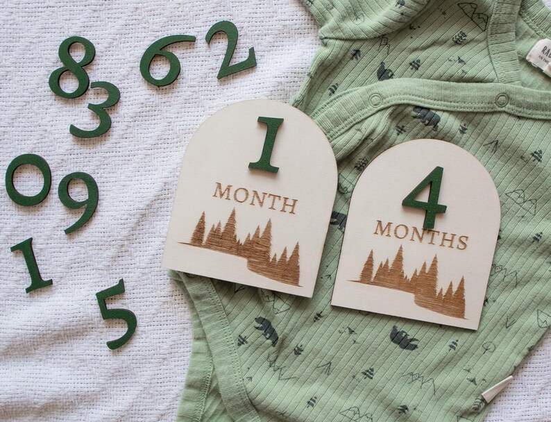 Forest Tree Arched Wooden Baby Statistics Sign, Newborn Stat Sign ...