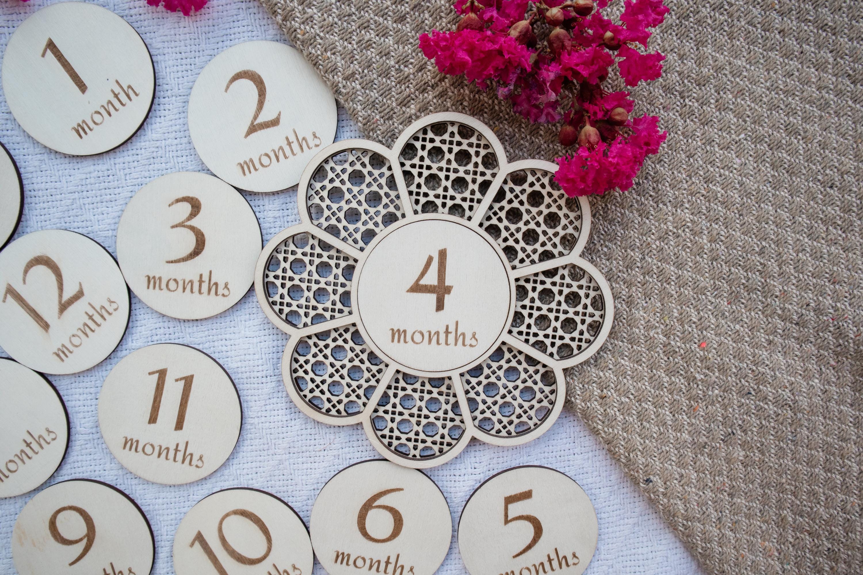 Rattan Flower Milestone Marker Boho Nursery Decor Newborn Baby Photo ...