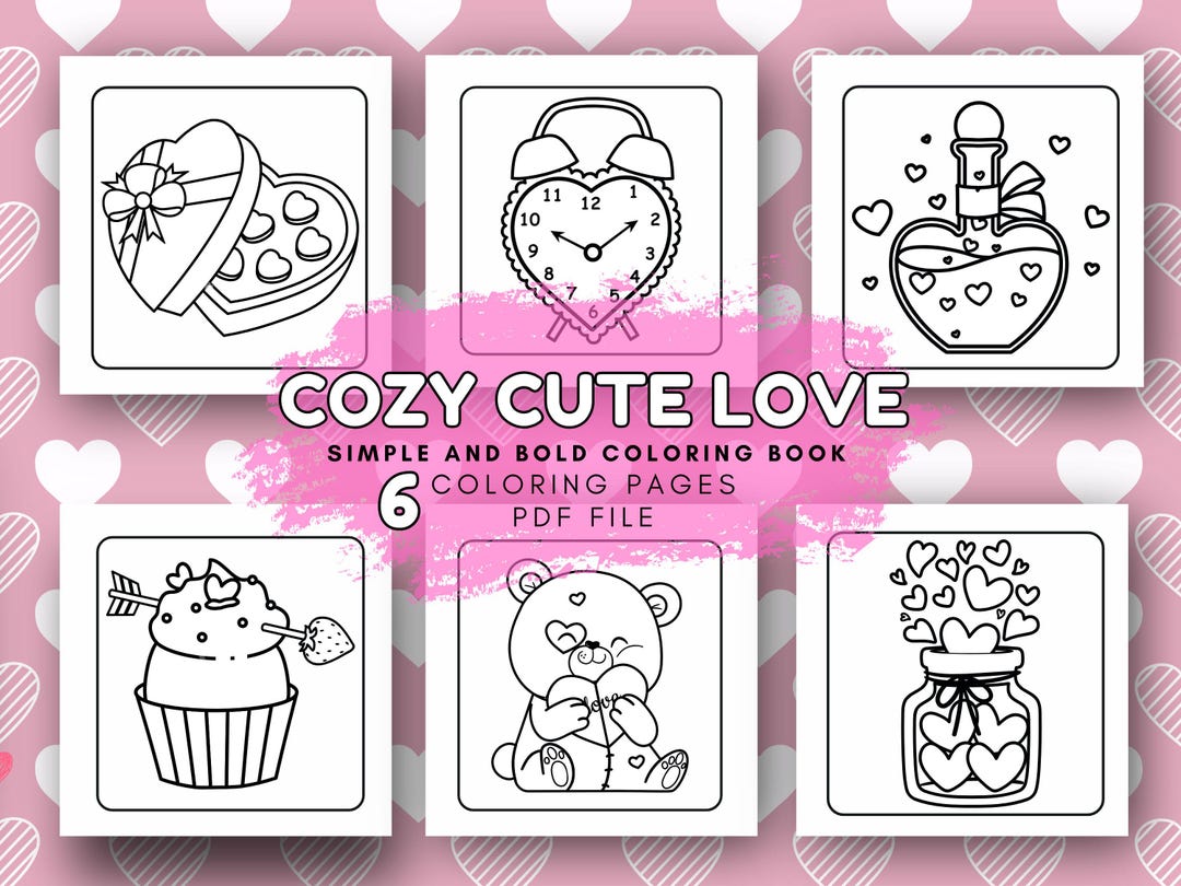 Cozy Cute Love: Cute and Cozy Days Simple Coloring Book for Adults ...