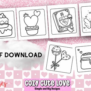 Cozy Cute Love: Cute and Cozy Days Simple Coloring Book for Adults ...