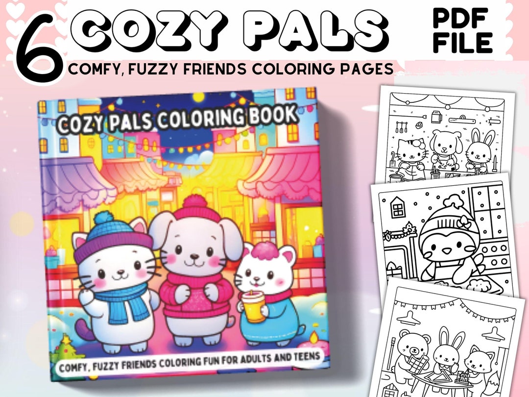 Cozy Pals Comfy Fuzzy Friends Coloring Pages - Etsy