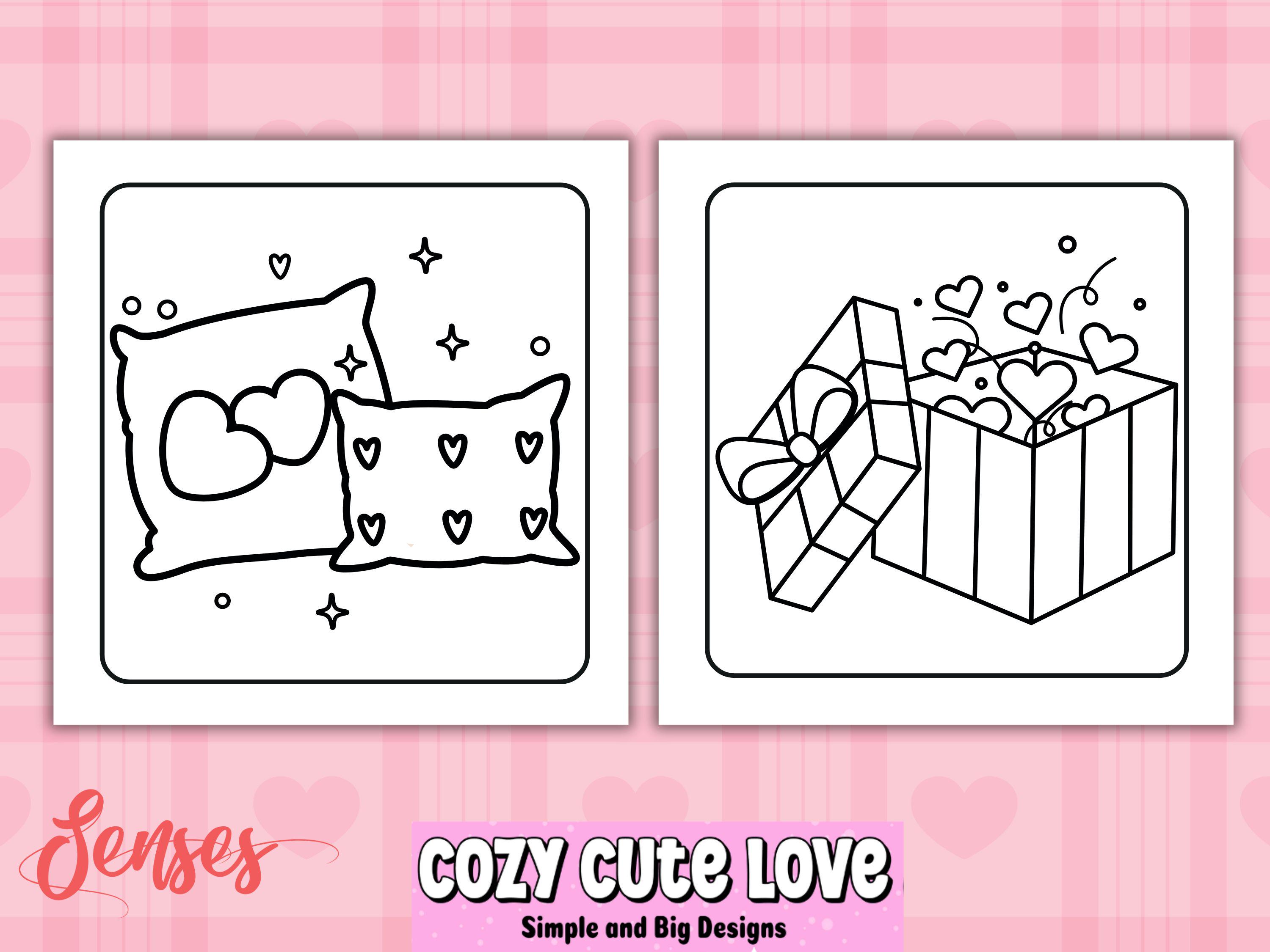 Cozy Cute Love: Cute and Cozy Days Simple Coloring Book for Adults ...