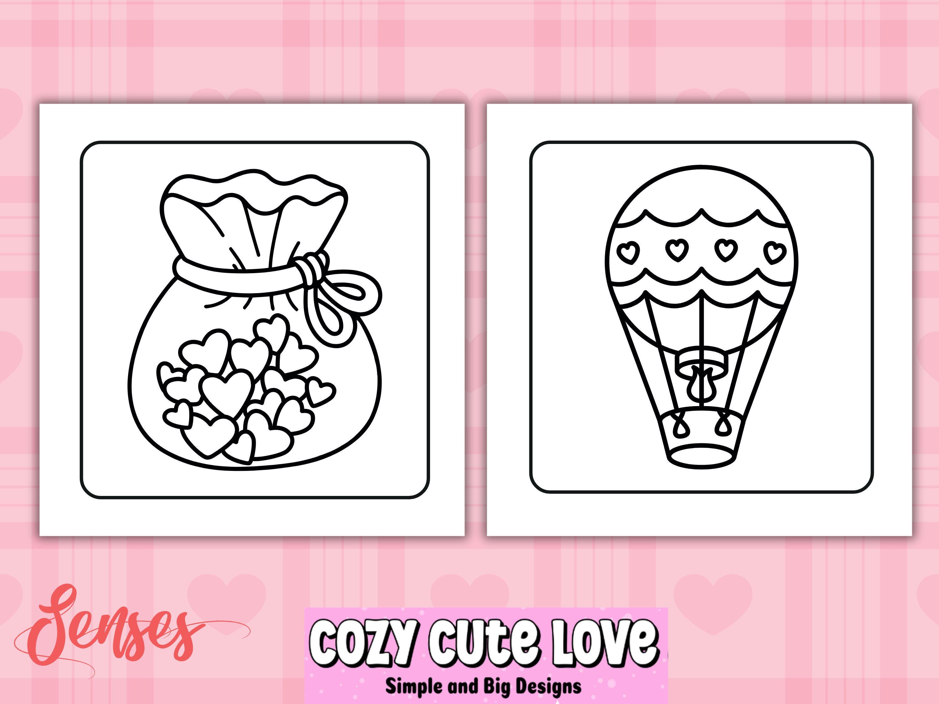 Cozy Cute Love: Cute and Cozy Days Simple Coloring Book for Adults ...