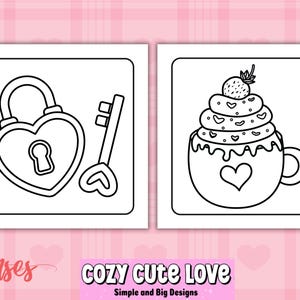 Cozy Cute Love: Cute and Cozy Days Simple Coloring Book for Adults ...