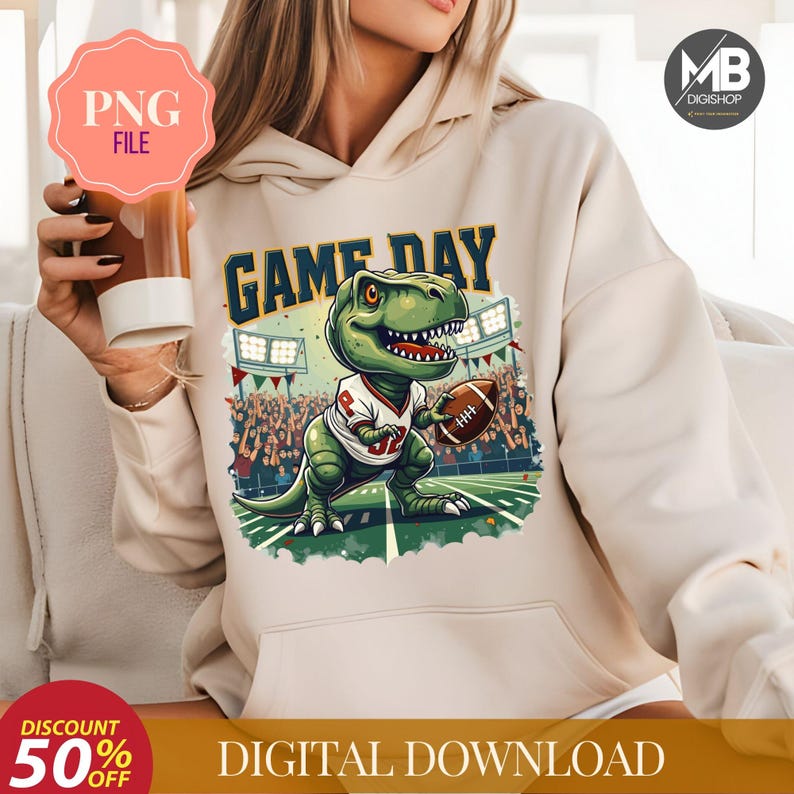 T-rex Football Game Day PNG: Dinosaur Design (digital Download) - Etsy