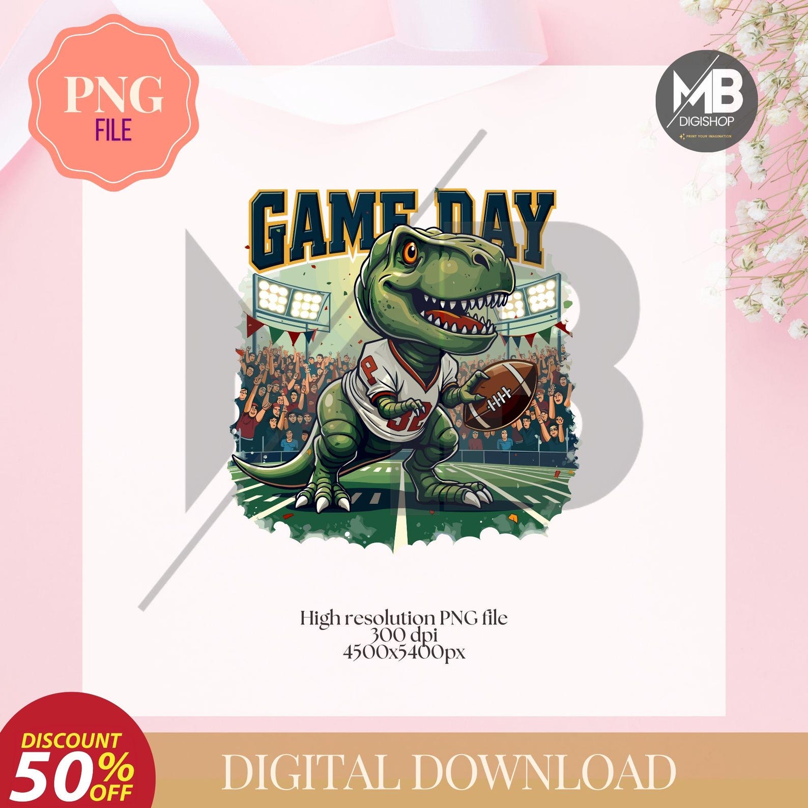 T-rex Football Game Day PNG: Dinosaur Design (digital Download) - Etsy