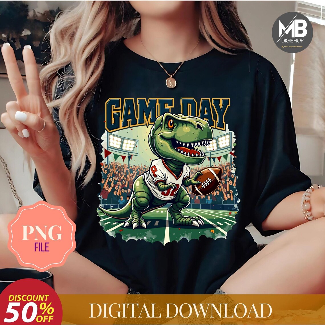 T-rex Football Game Day PNG: Dinosaur Design (digital Download) - Etsy