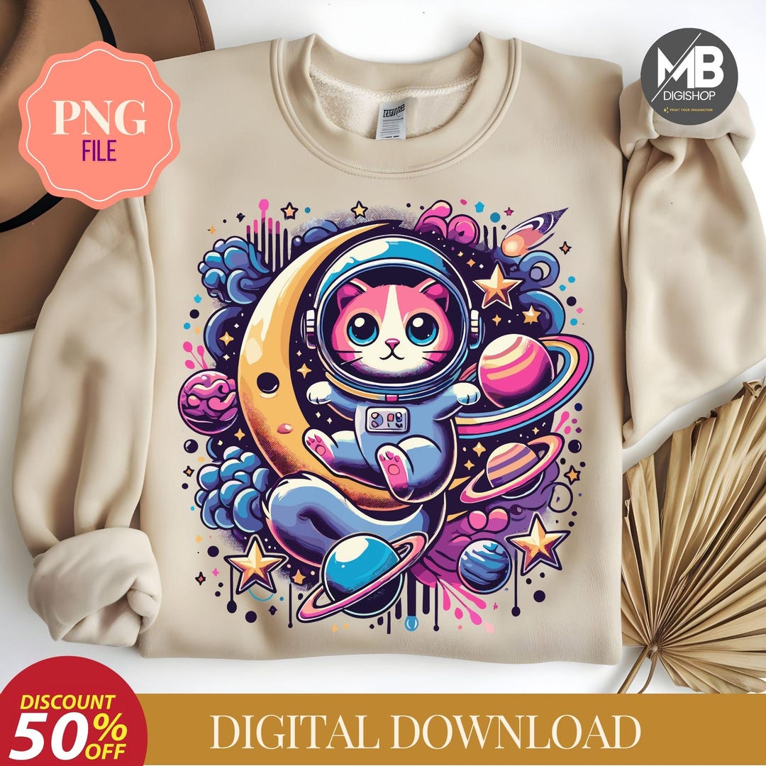 Cosmic Cat Png, Cute Cat Shirt Png, Space Cat Shirt Png, Astronaut Cat ...
