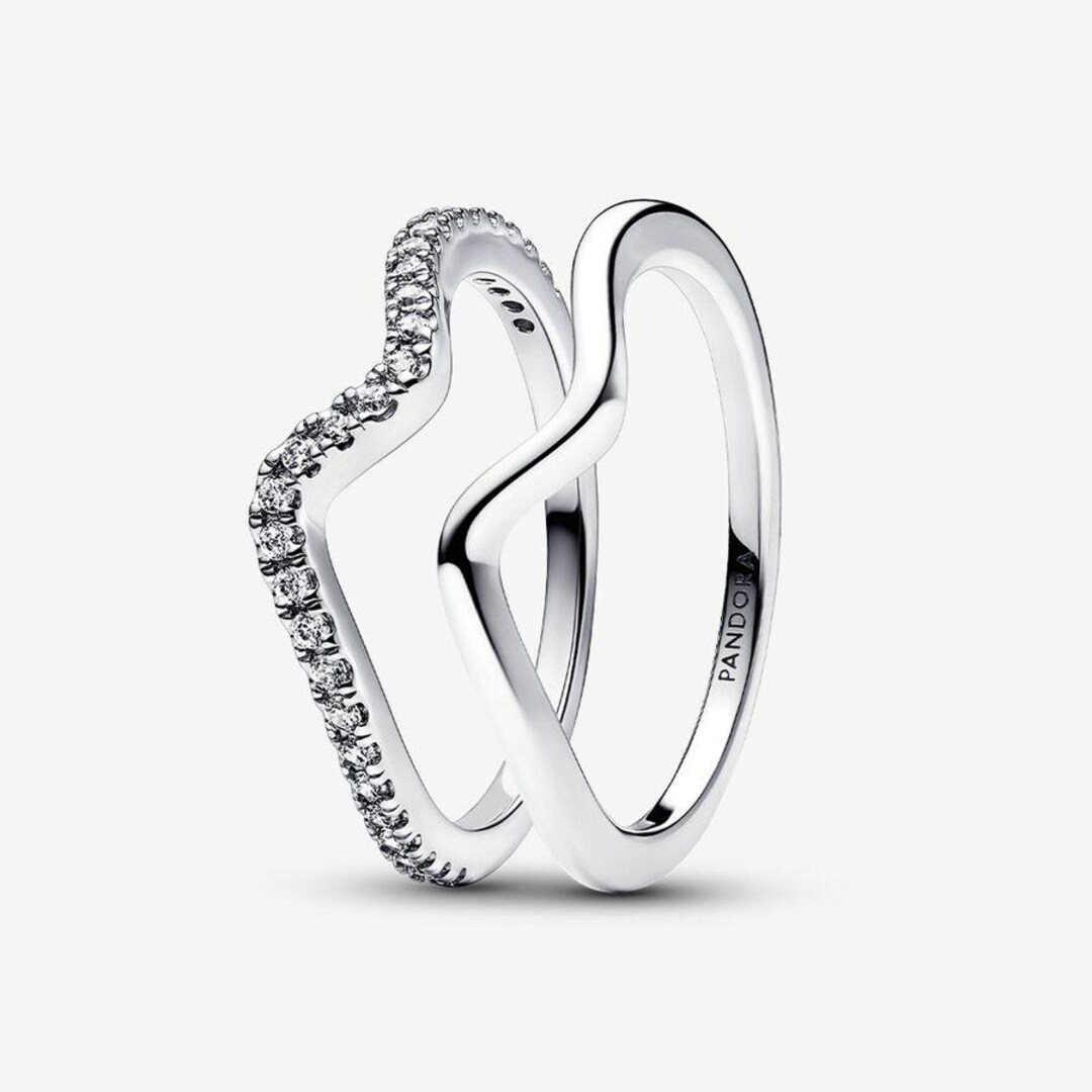 Pandora Silver Wave Ring Stack Set - Etsy