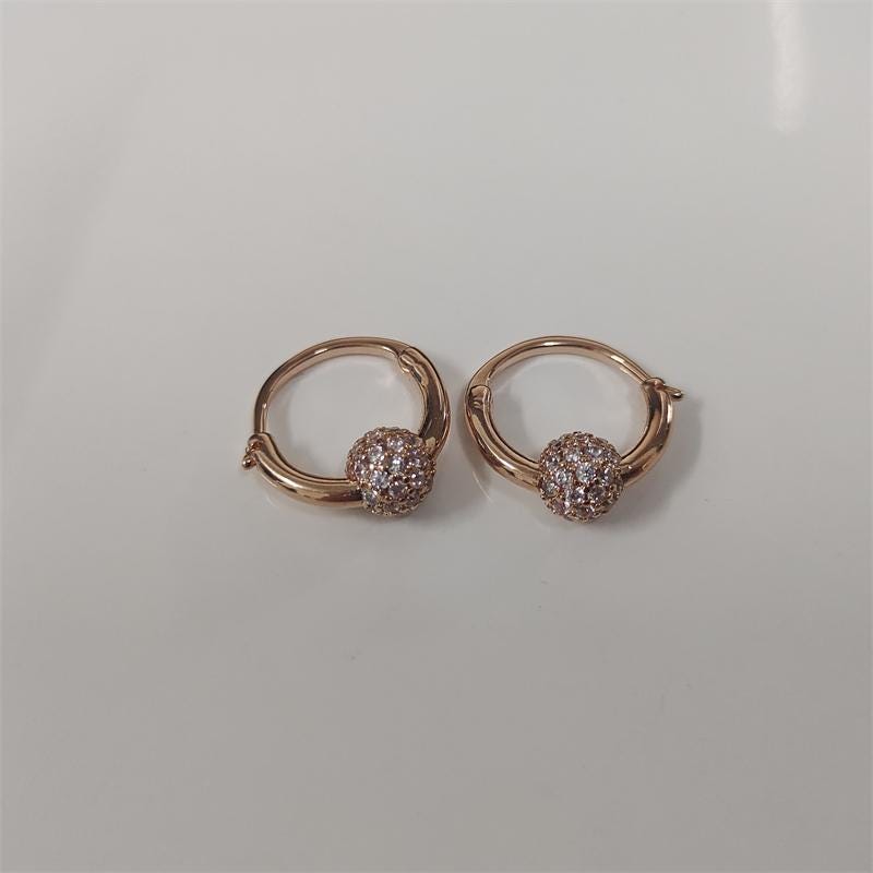 PANDORA Pave Bead Hoop Earrings Etsy