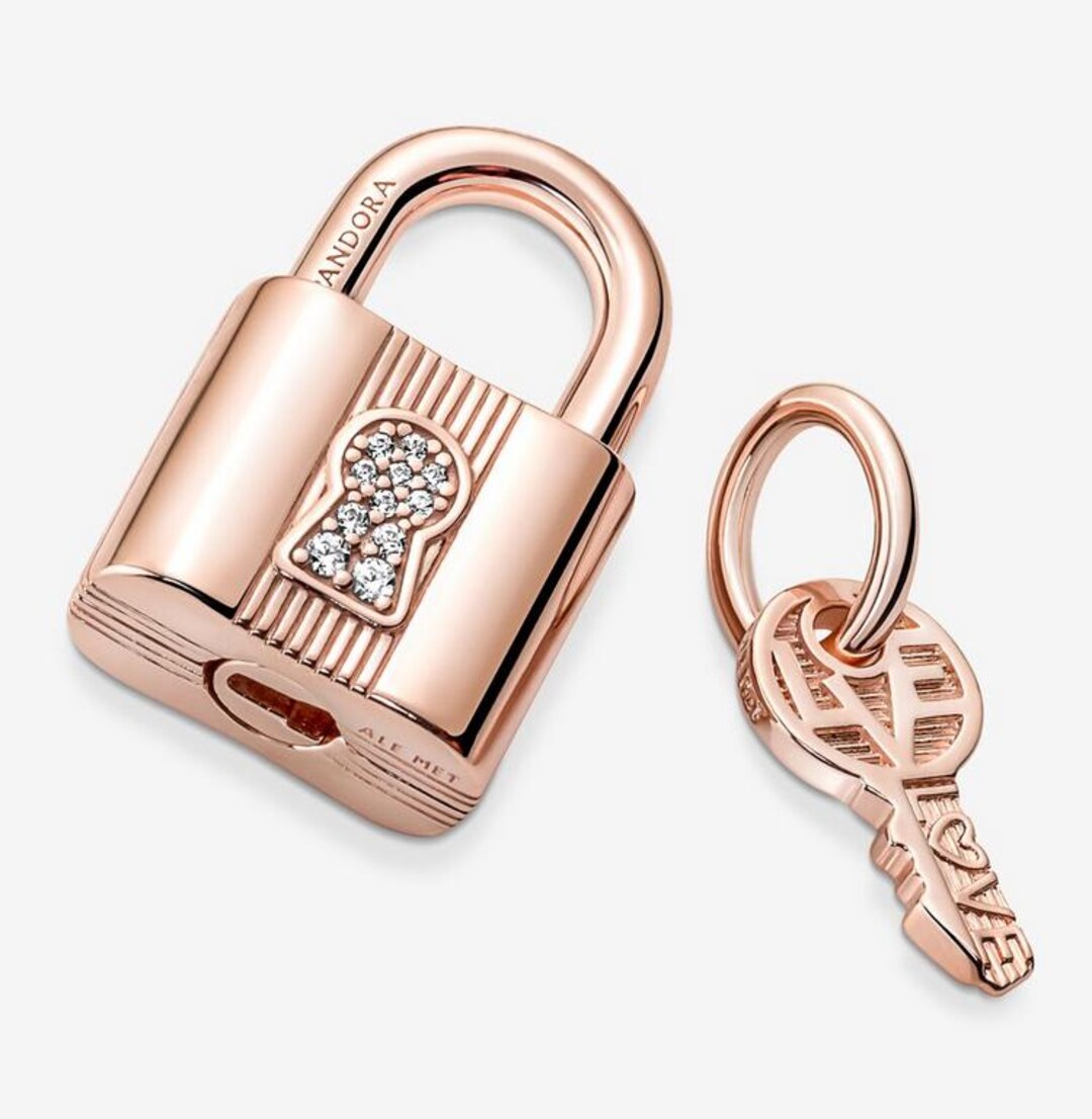 Pandora Rose Gold Padlock Key Dangle Charm - Etsy