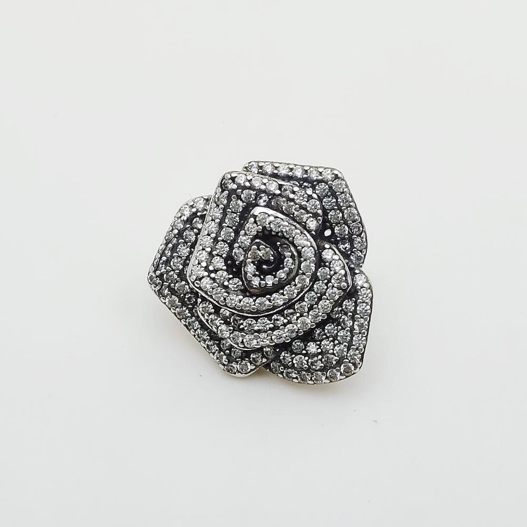 Pandora Sparkling Rose in Bloom Oversized Charm - Etsy