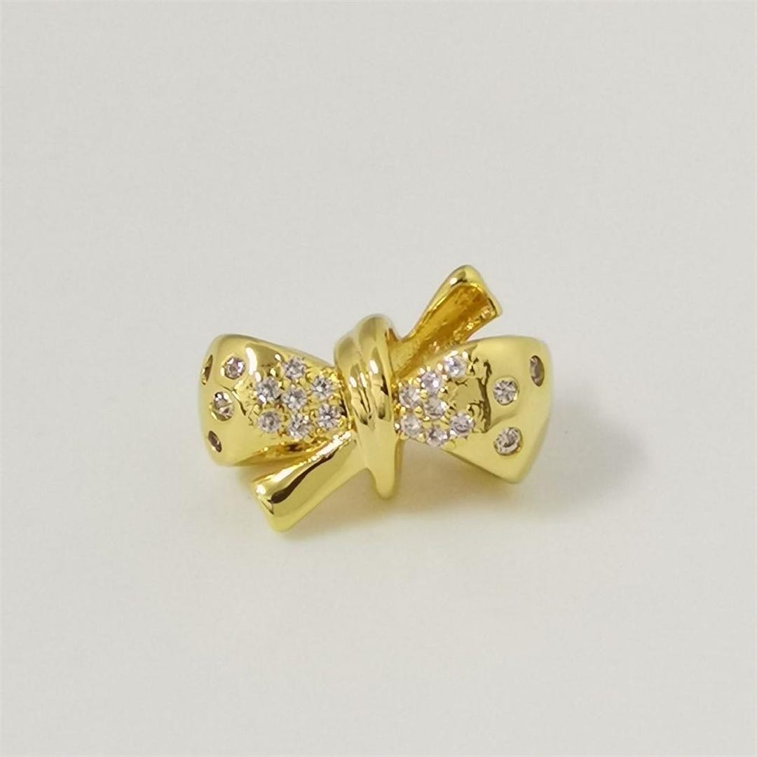 Pandora Sparkling Gold Bow Charm - Etsy
