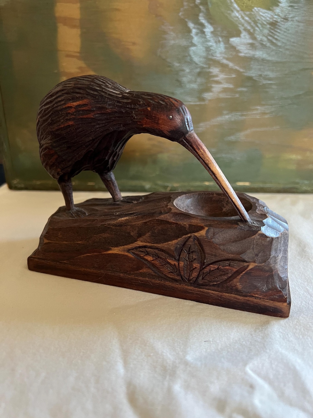 Kiwi Carved Figurine Pipe Holder Perhaps? Wonderful Patina, 1950s, New ...