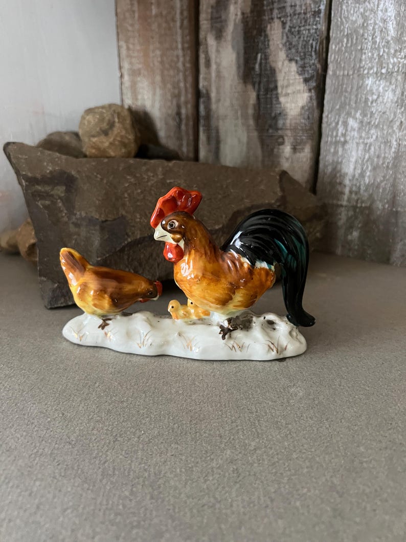 RARE FIND Rooster Chicken Chicks, Made in Occupied Japan, Stamp on ...