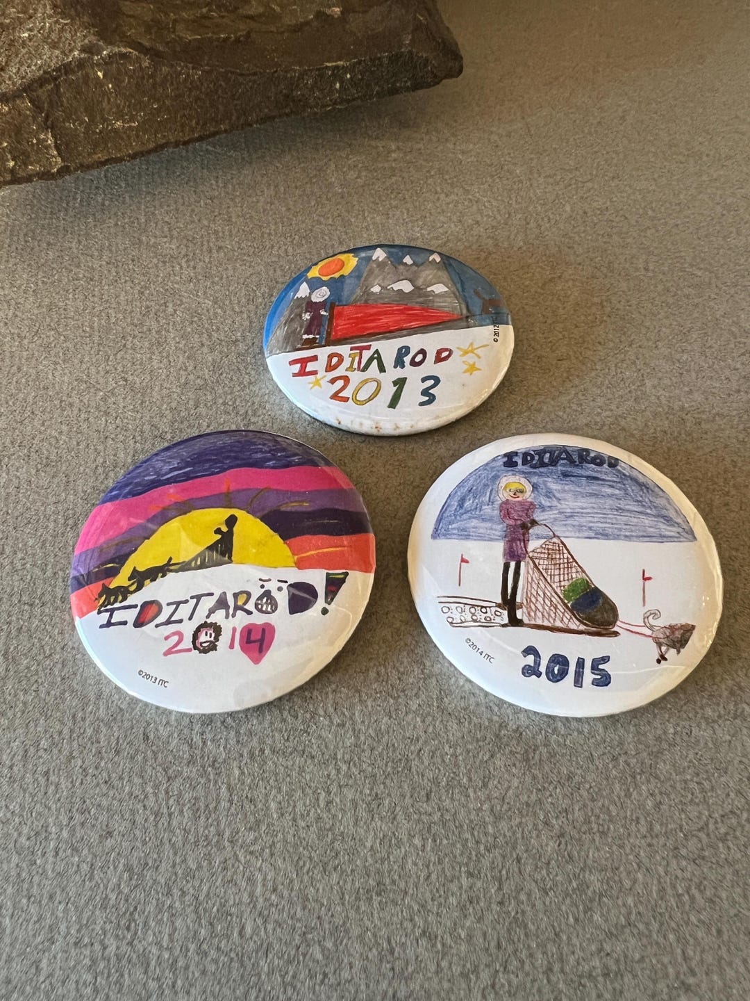 Iditarod Race Buttons, Set of Three, Hand Drawn Images Set in Pin-back ...