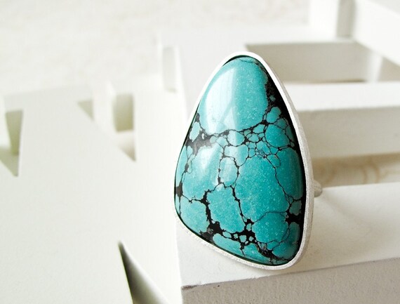 Items similar to Spider Web Turquoise Ring on Etsy