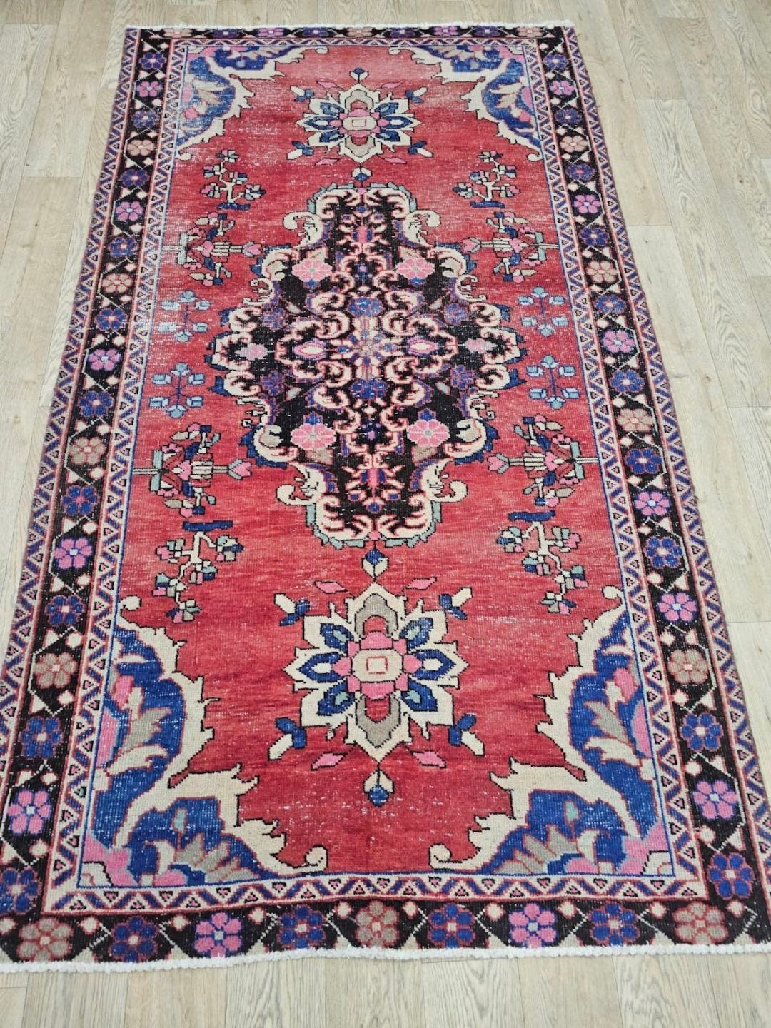 4x8 Antique Muted Red Tribal Rug | Hand-knotted Wool | 4'2 X 7'4 ...