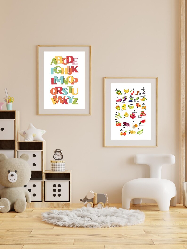 Alphabet Poster for Kids, Kids Room Wall Art, Watercolor Alphabet ...