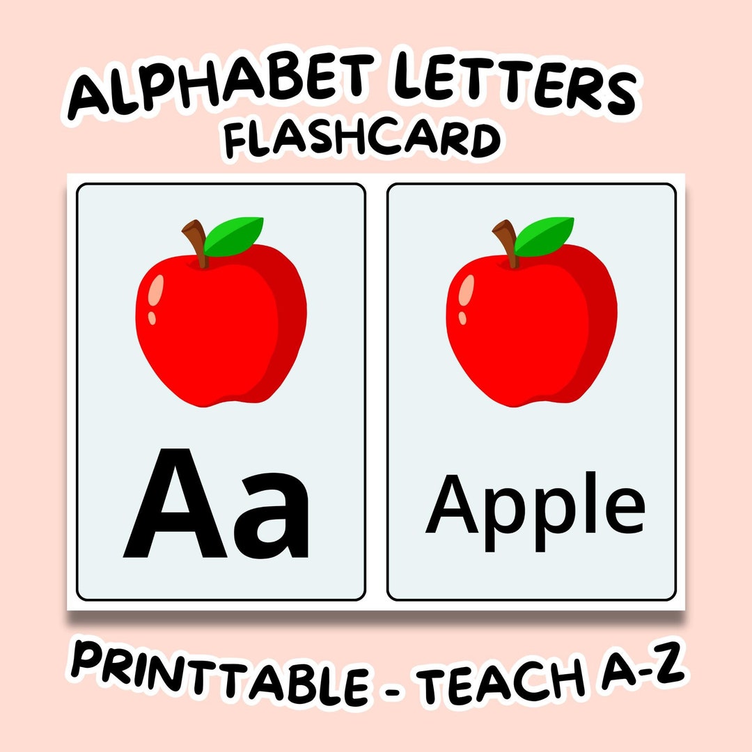 Printabel-alphabet Letters Flashcard-colorful Illustrative - Etsy