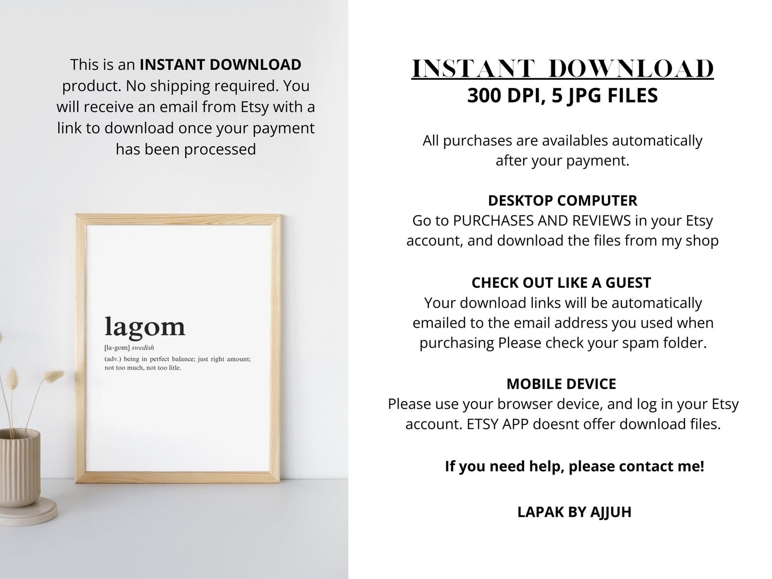 Lagom Definition Print, Swedish Quote Poster, Lagom Art Prints ...