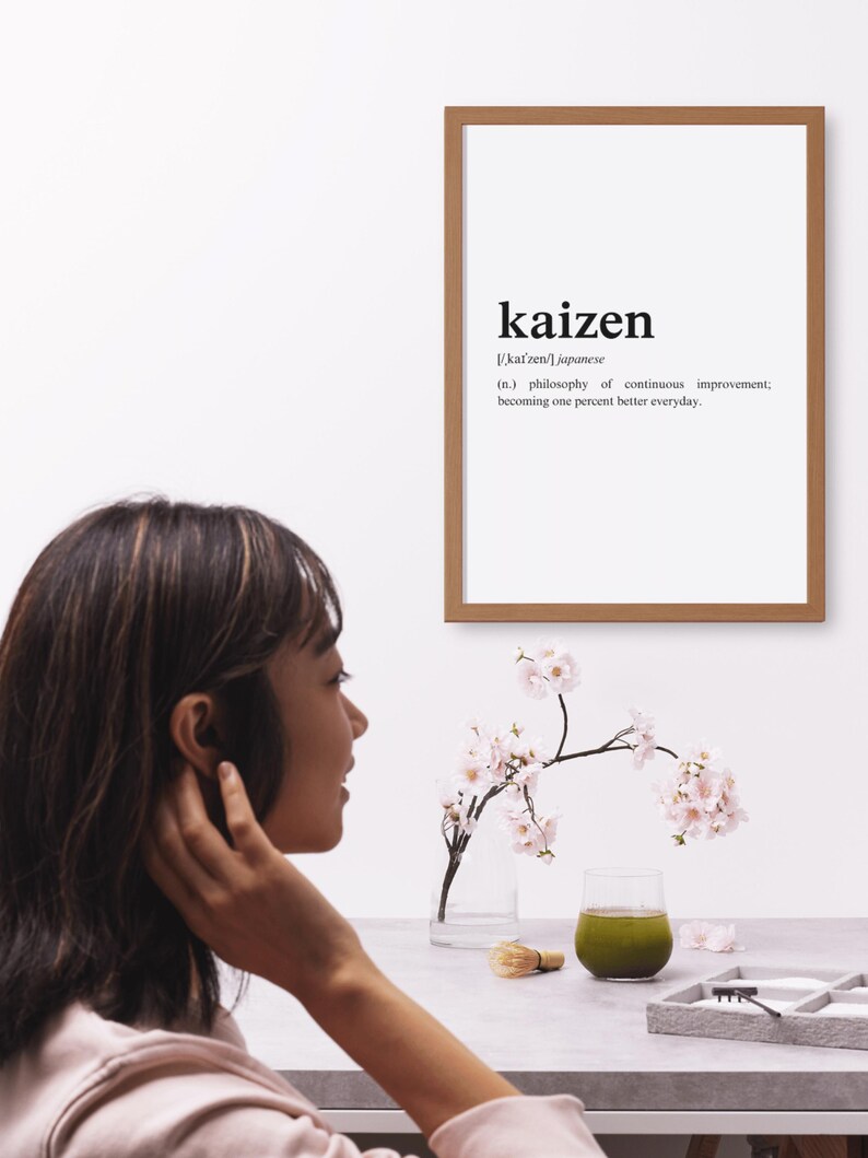 Kaizen Definition Print, Japanese Quote Poster, Kaizen Art Prints, Aesthetic Poster, Minimalist ...