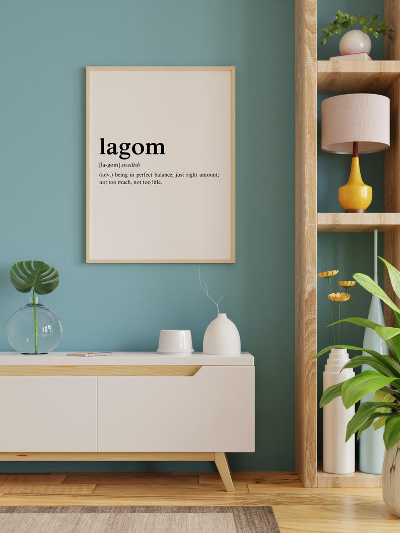 Lagom Definition Print, Swedish Quote Poster, Lagom Art Prints, Aesthetic Poster, Minimalist ...