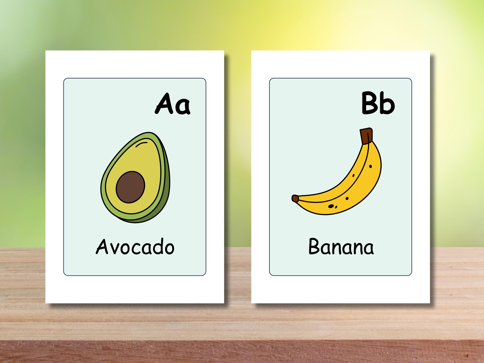 Fruits Alphabet Kids Vocabulary Flashcards, Printable Alphabet Flash ...