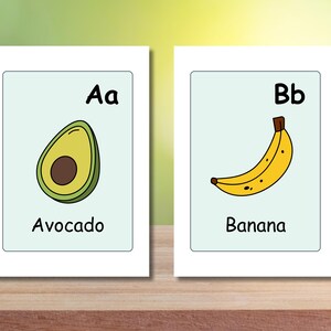 Fruits Alphabet Kids Vocabulary Flashcards, Printable Alphabet Flash ...