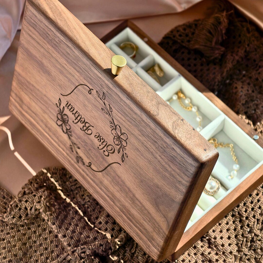 Personalized Retro Jewelry Box, Wooden Jewelry Box for Women, Jewelry ...